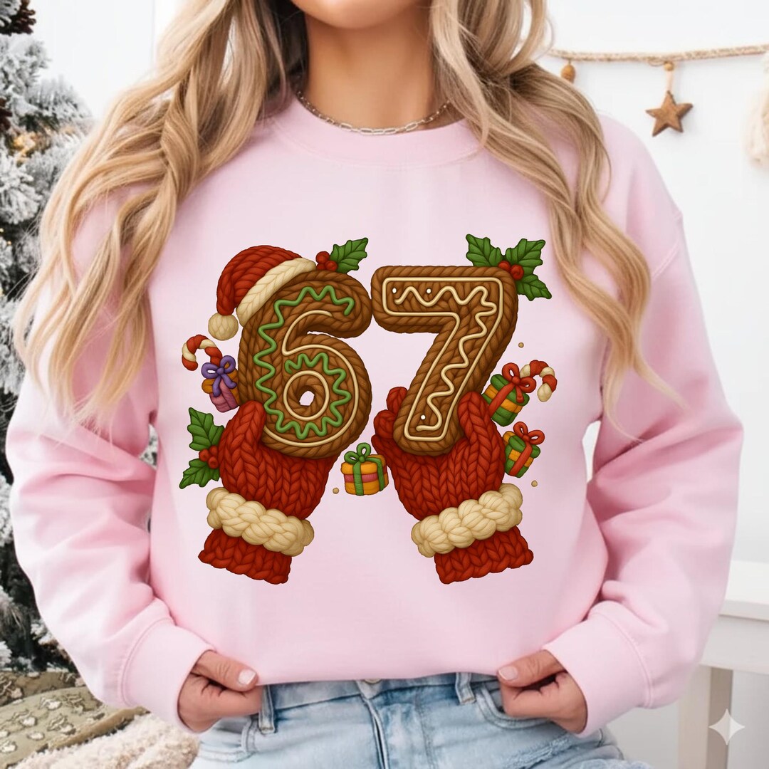 Funny Christmas Meme SIX Seven Png Bundle, Yarn Crochet Santa Says 67 ...