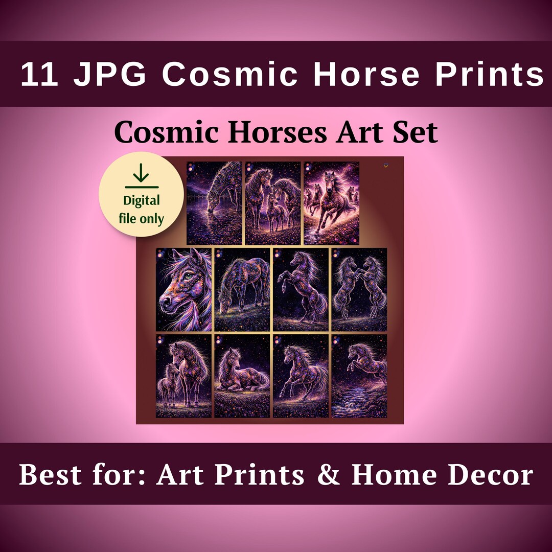 Cosmic Horses Art Set – Printable Fantasy Horse Wall Art - Etsy