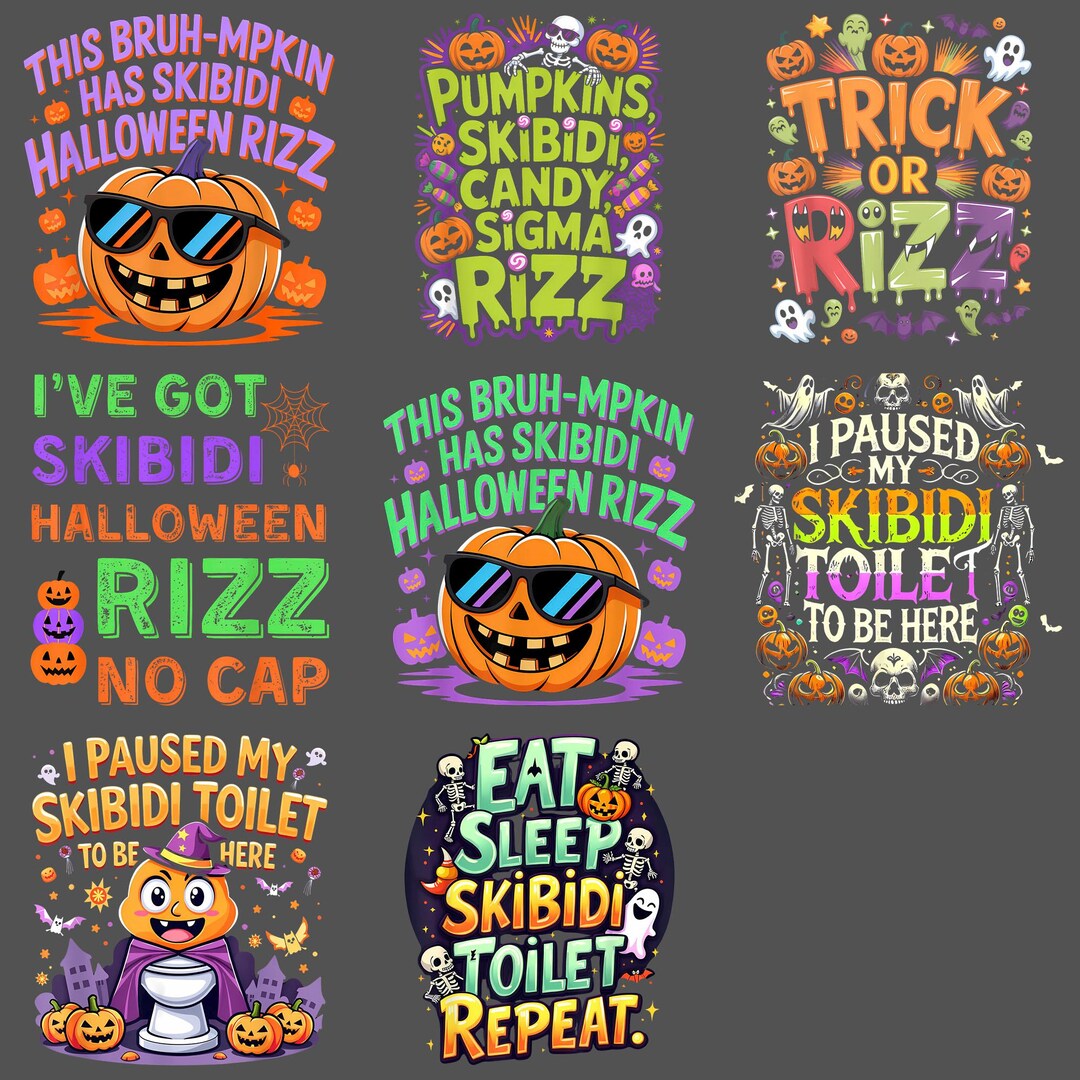 Middle School Slang Halloween Rizz PNG, Funny Meme Quote Clipart, Gen ...