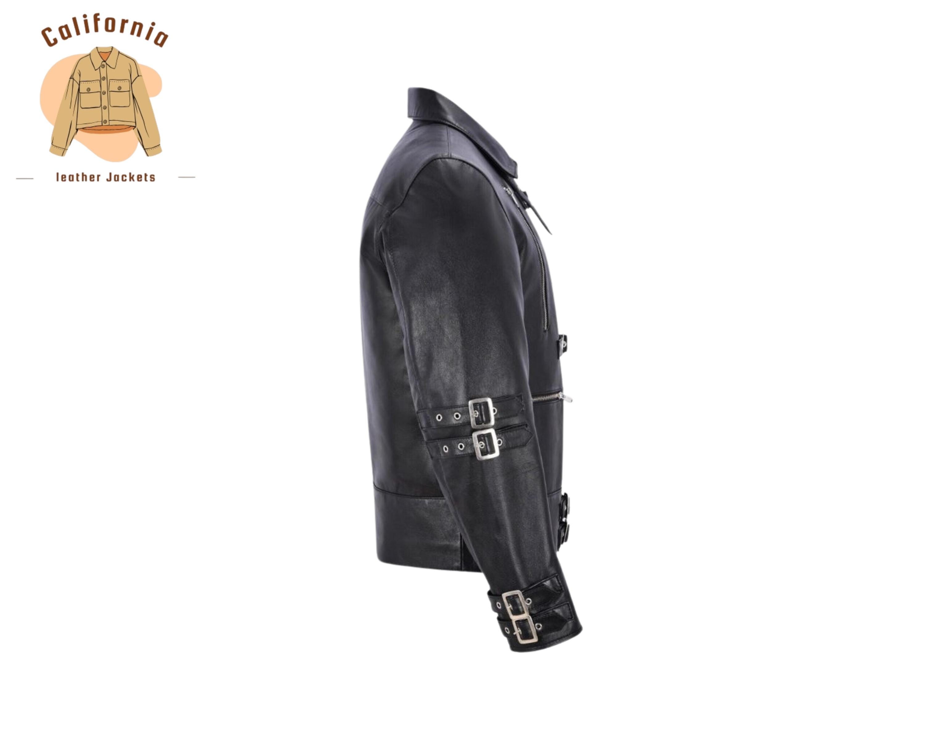Michael Jackson Bad Jacket Black Leather Jacket With Buckles Inspired ...