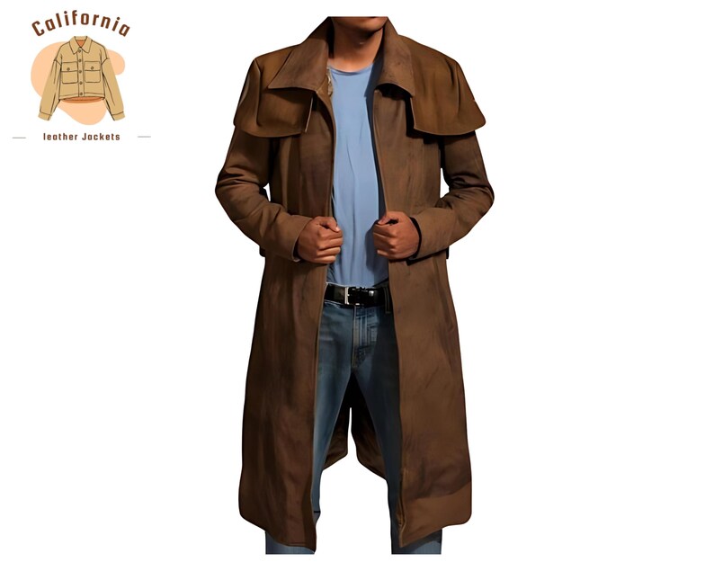 Fallout NCR Ranger A7 Duster Coat Men’s Brown Trench Armor Style Long ...