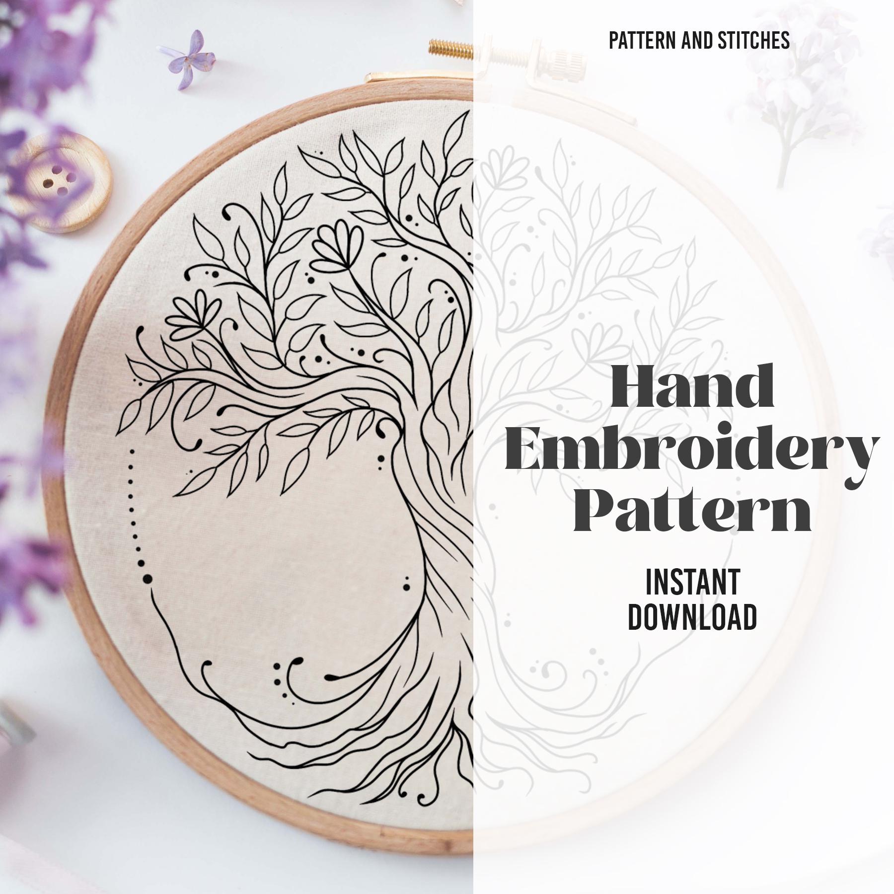 Floral Tree Embroidery Design, Tree Embroidery Template PDF File ...