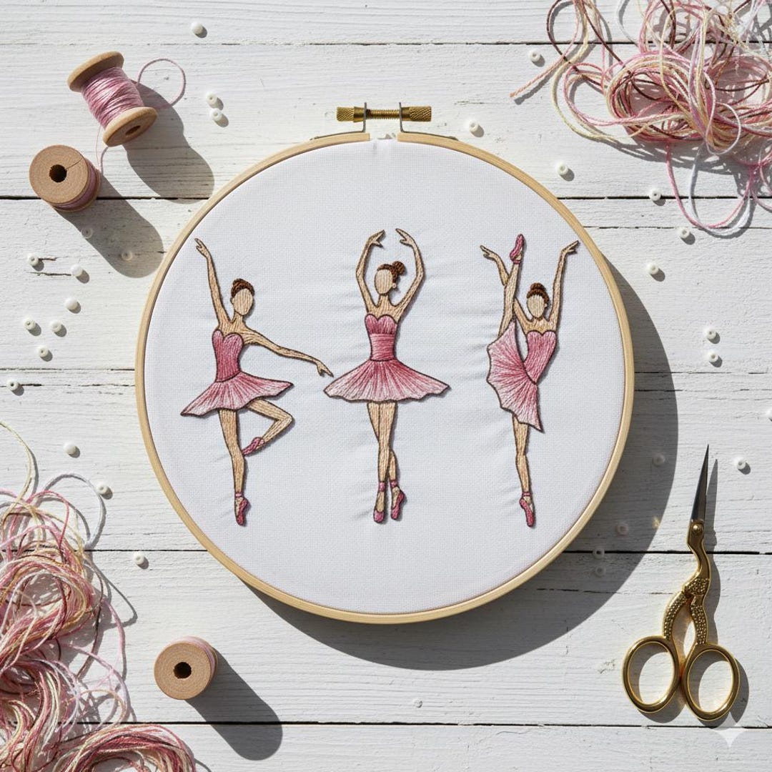Ballerina Dance Embroidery Design, Ballerina Girl Embroidery Template ...