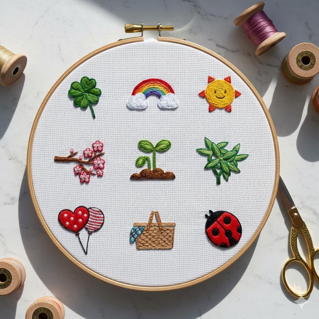 Tiny Spring Collection Hand Embroidery, Spring Collection Embroidery ...