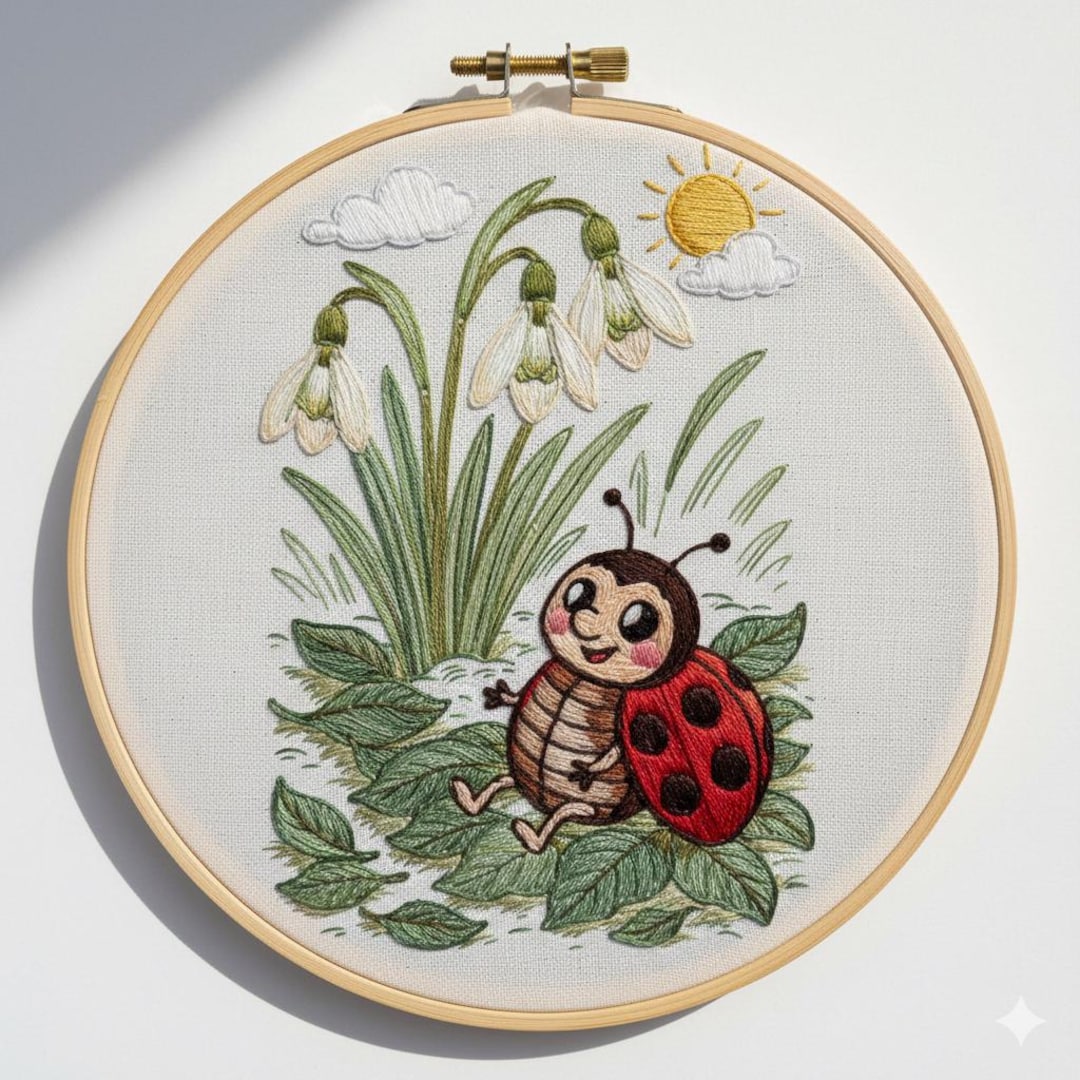 Floral Bug Embroidery Design, Bug Embroidery Template PDF File (instant ...