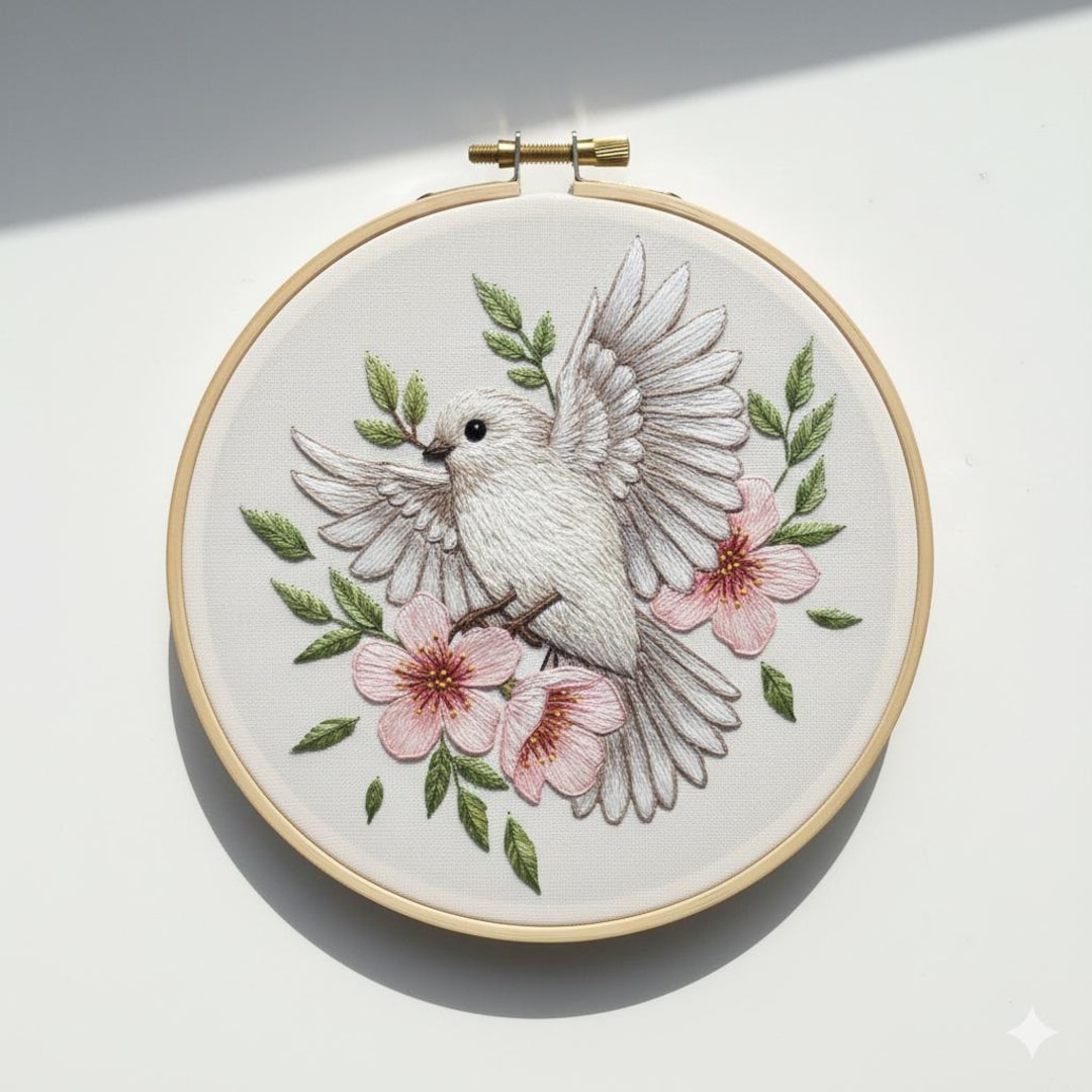 Floral Flying Bird Hand Embroidery, Bird Embroidery Design, Instant ...