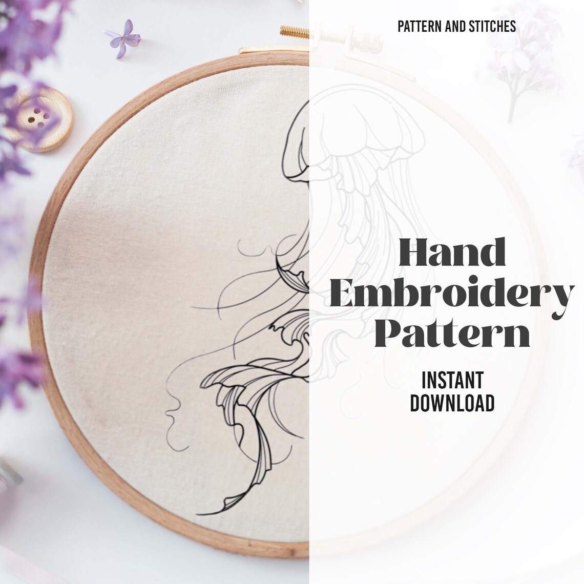Jellyfish Embroidery Pattern PDF | Watercolor Style Hand Embroidery ...