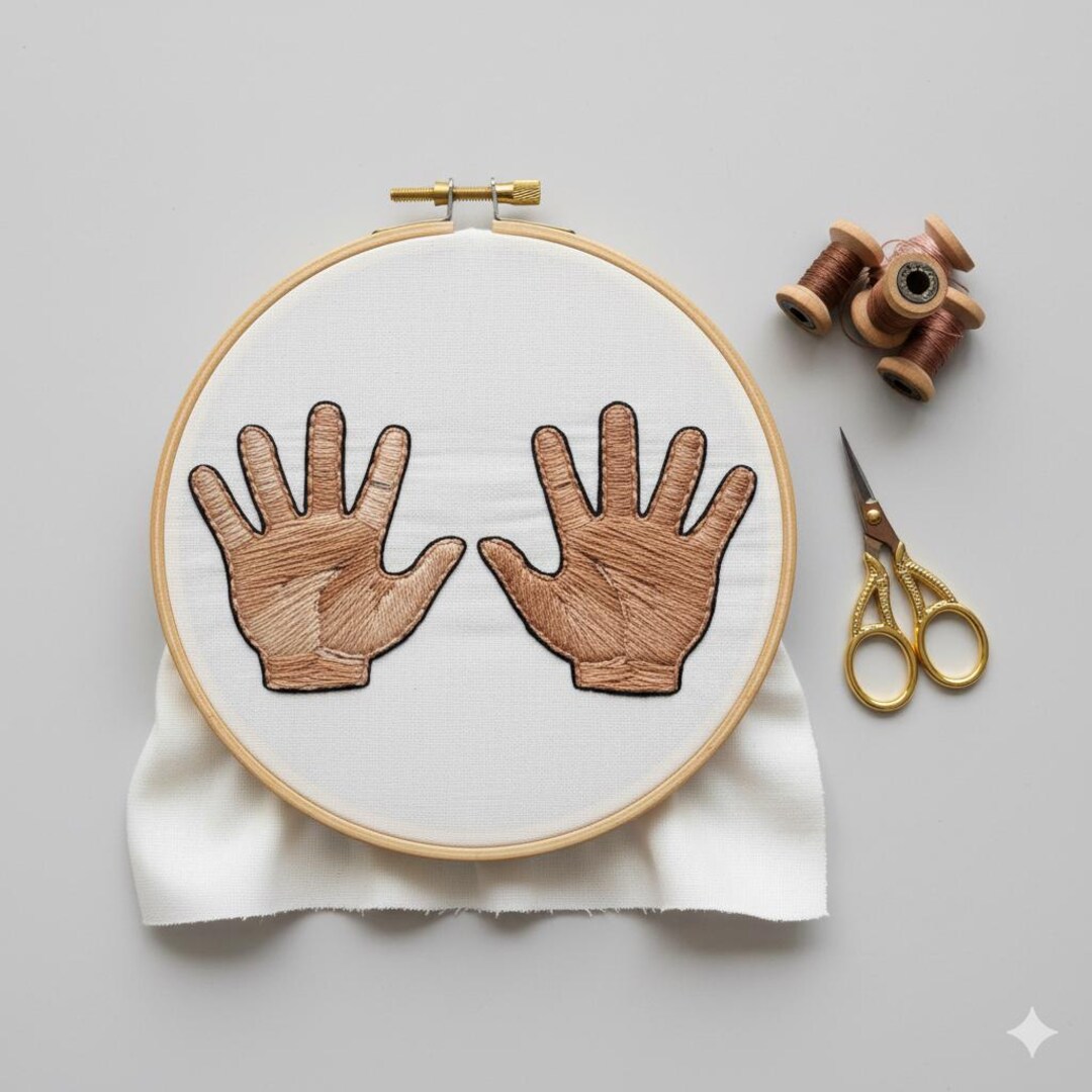 Pair of Hands Hand Embroidery Pattern: Floral Ornament Pattern, Instant ...