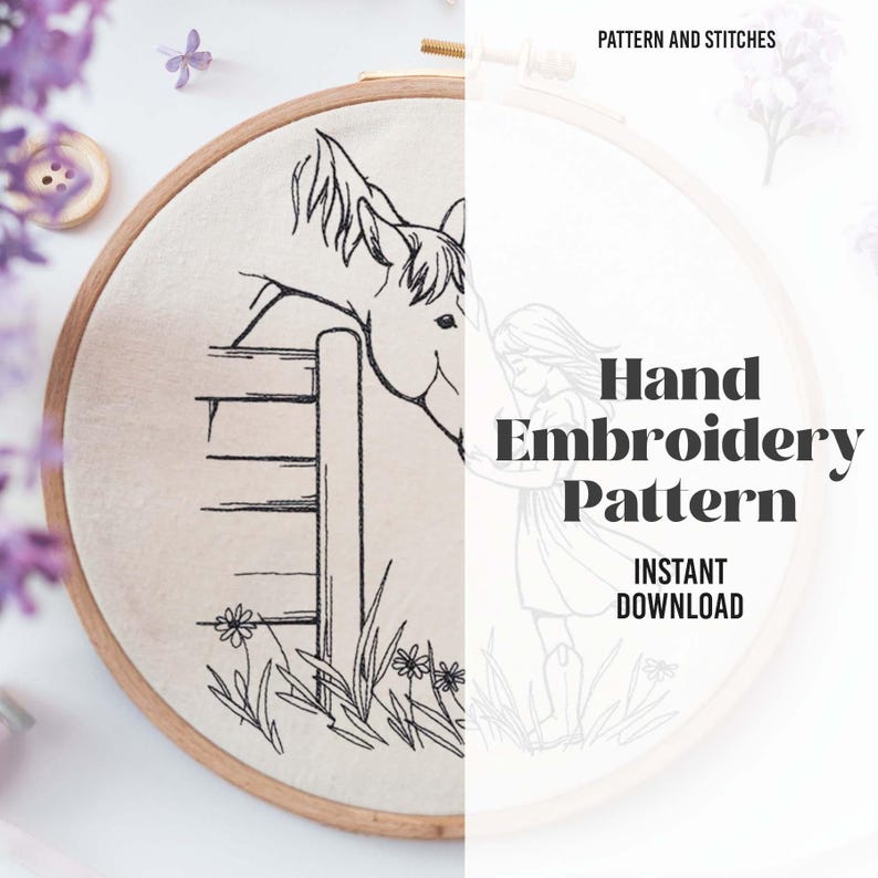 Girl With Horse Hand Embroidery Design, Girl Embroidery PDF File - Etsy
