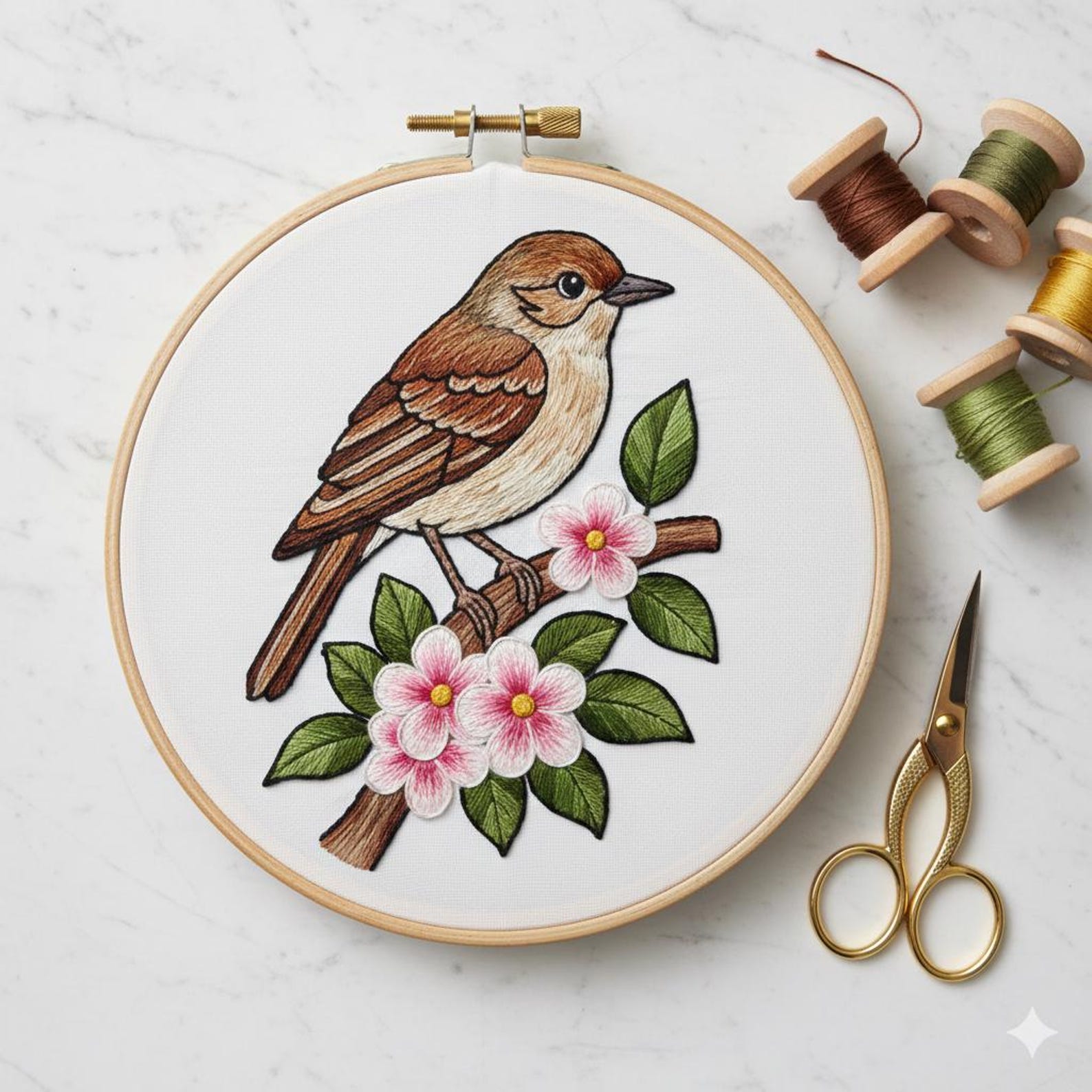 Small Songbird Hand Embroidery Pattern PDF, Detailed Bird Hand ...