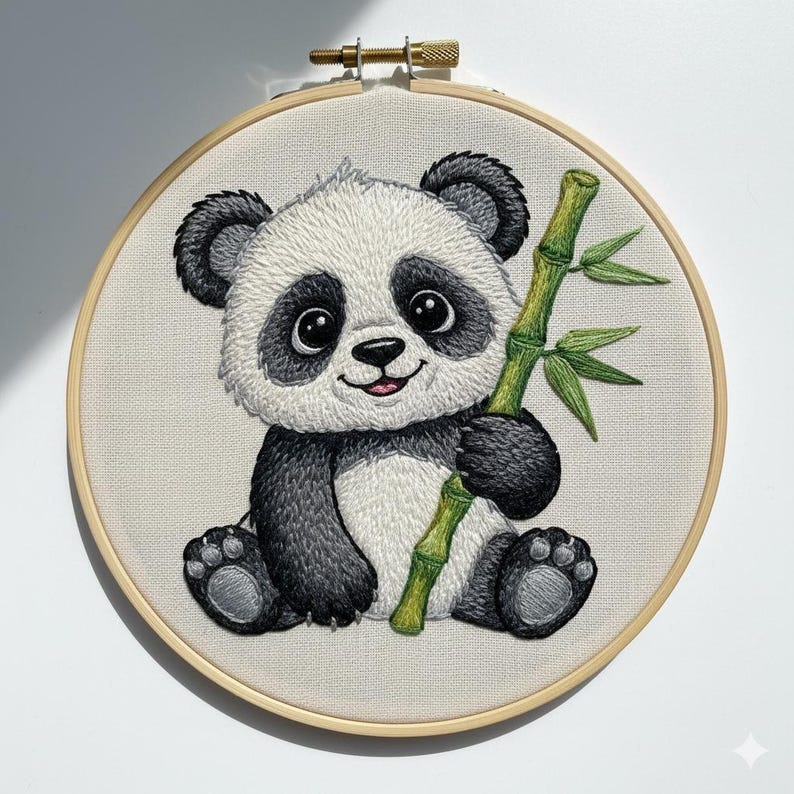 Panda Hand Embroidery, Animal Embroidery Design, Instant Download (PDF ...