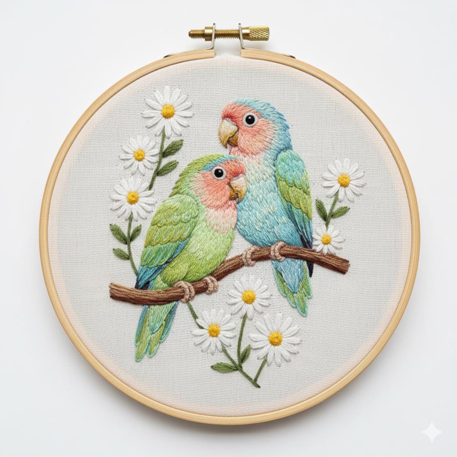 Couple Parrot Hand Embroidery Pattern, Floral Embroidery Design, Parrot ...