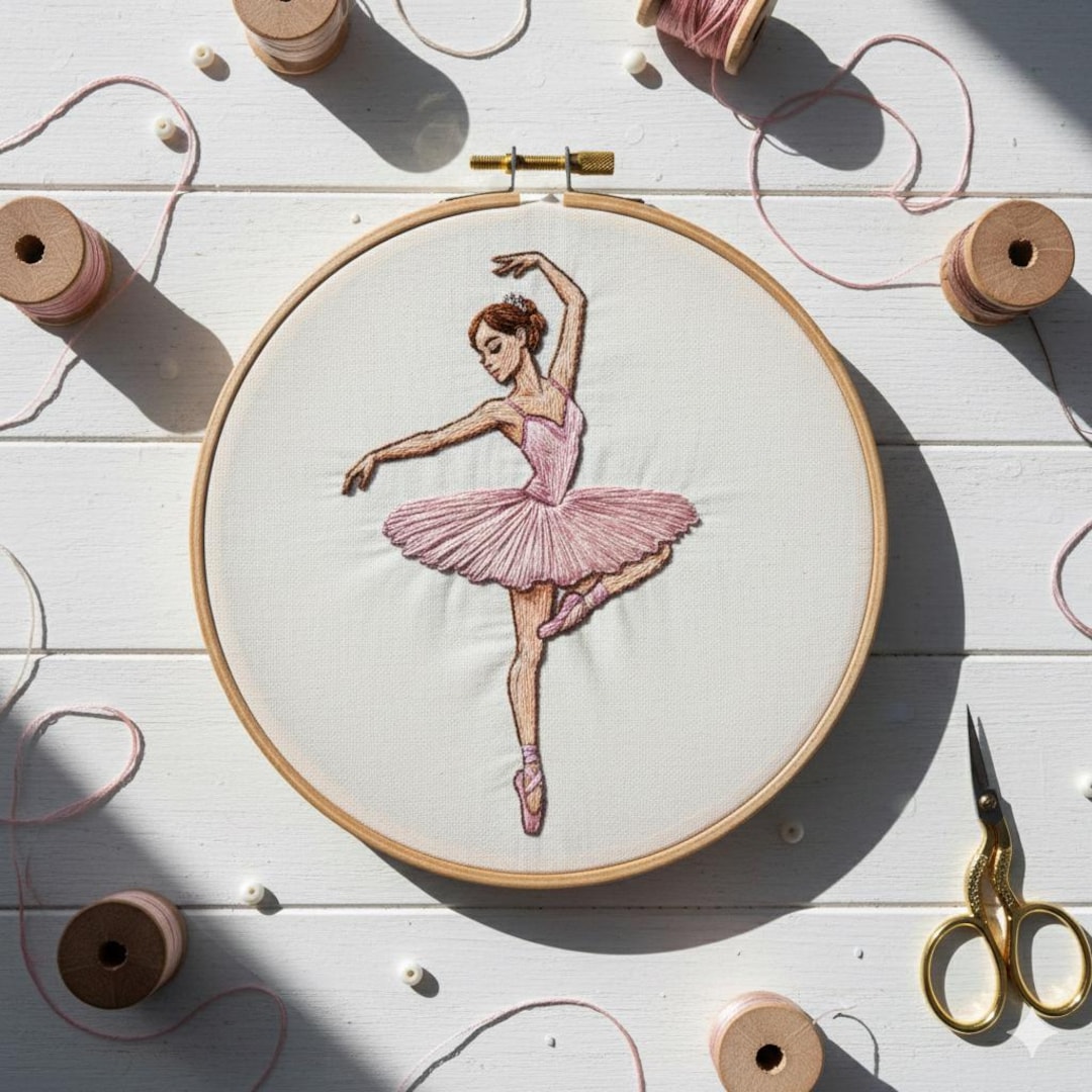 Ballerina Dancing Girl Embroidery Design, Ballerina Dance Embroidery ...