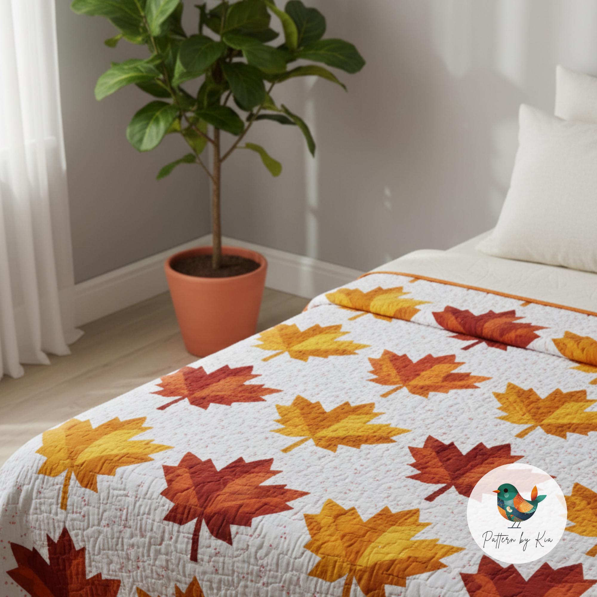 Maple Leaf Quilt Block Pattern: 5 Sizes Fpp Pattern, 4 Languages ...