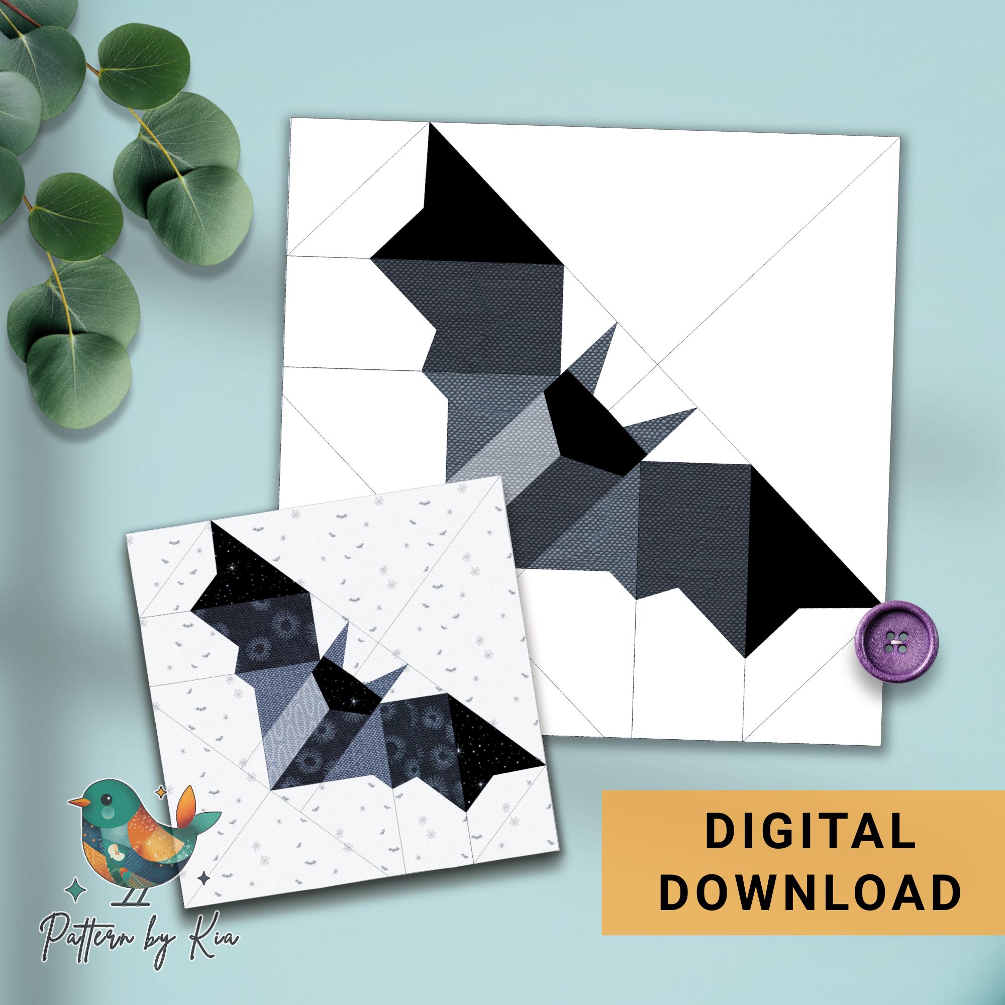 Bat Quilt Block Pattern, FPP Halloween Design (PDF Pattern) - Etsy