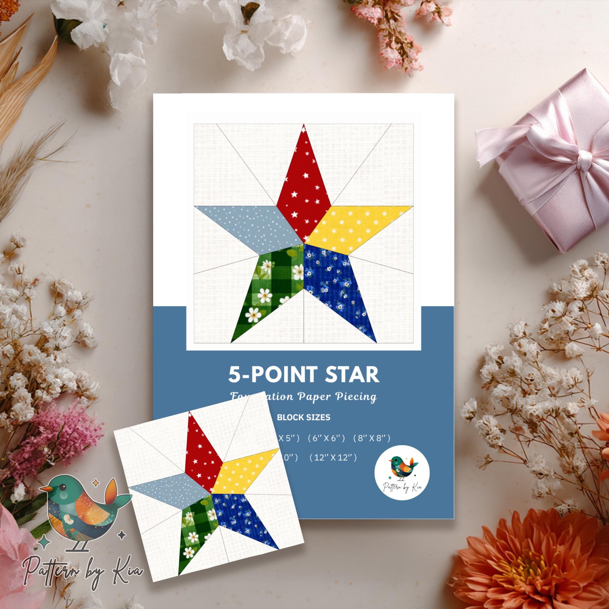 Star Quilt Block Pattern: 5 Point Star, 6 Sizes (PDF Download) - Etsy