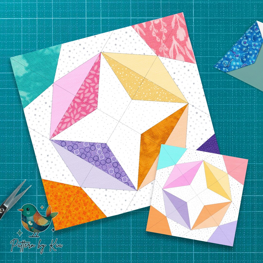 Diamond Star Quilt Block Pattern: 5 Sizes, Star Quilt Block, PDF ...