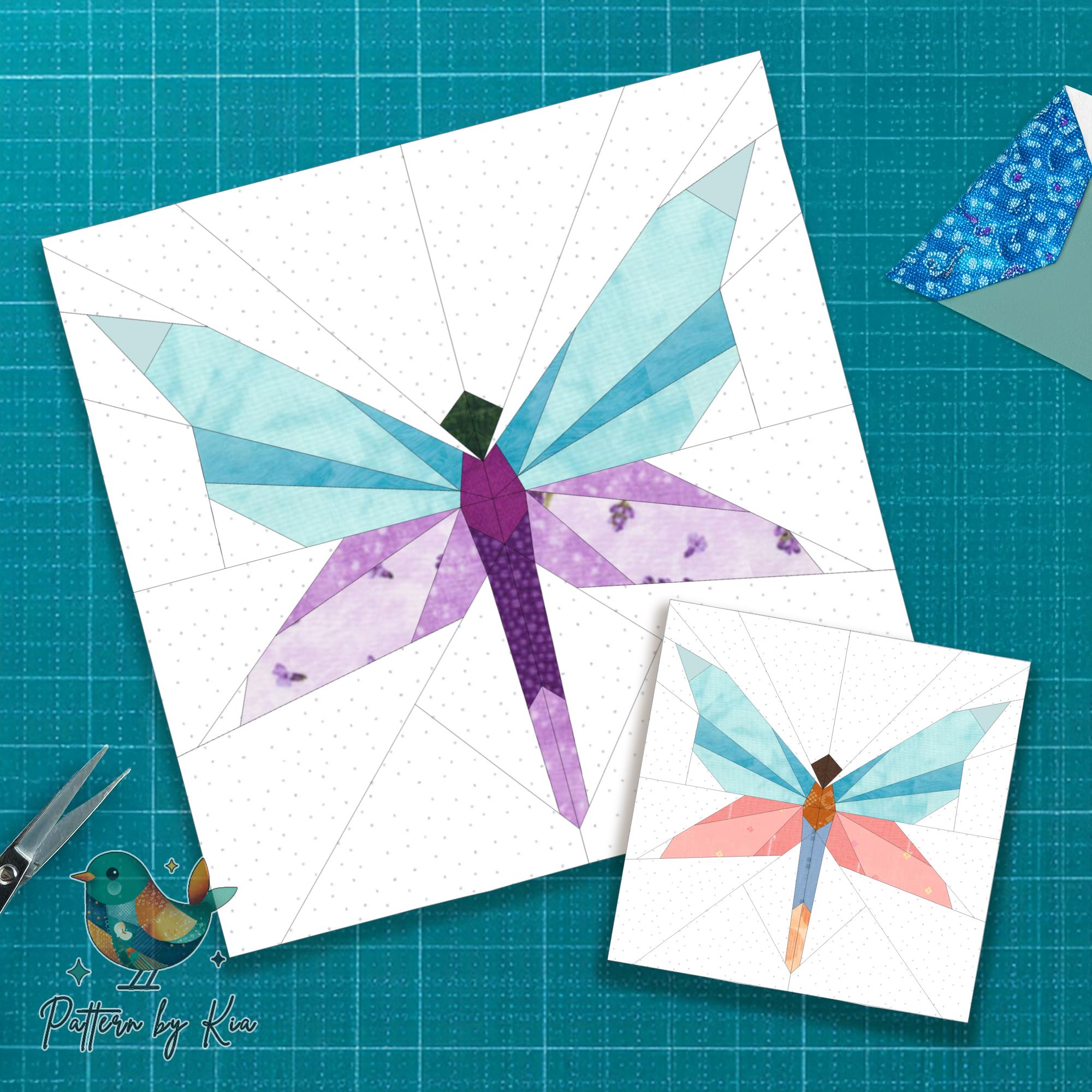 Dragonfly FPP Pattern, Quilt Pattern Modern, Foundation Paper Piecing ...