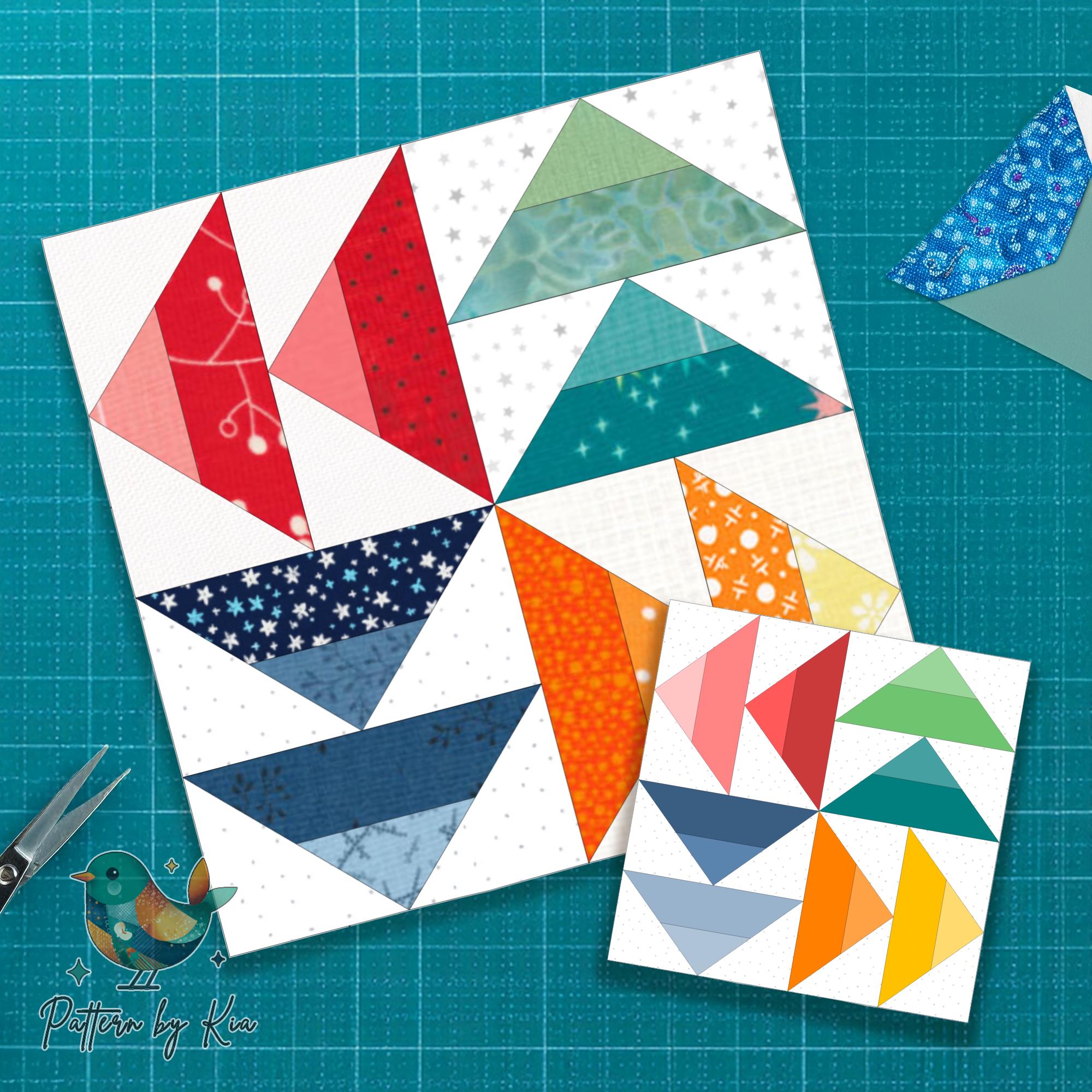 Fpp Template Flying Geese Quilt Block : 6 Sizes, Foundation Paper ...