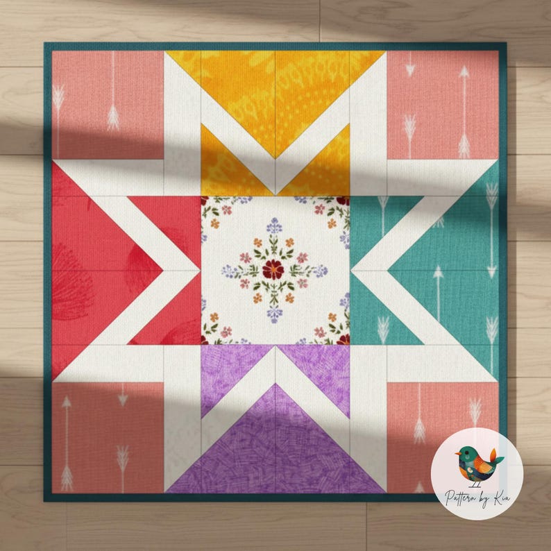 Outline Sawtooth Star Quilt Block: Foundation Paper Piecing Pattern ...
