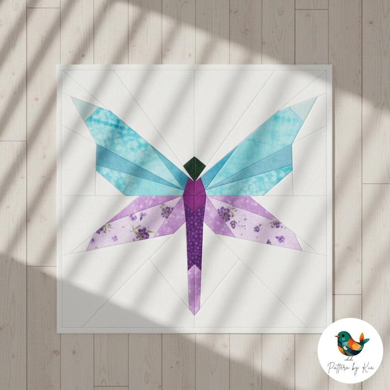 Dragonfly FPP Pattern, Quilt Pattern Modern, Foundation Paper Piecing ...
