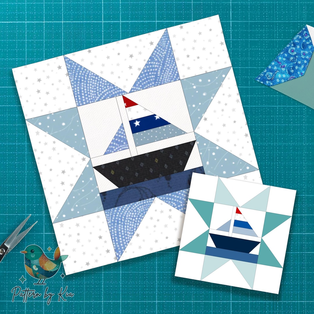 Ship Sawtooth Star Quilt Block, Foundation Paper Piecing (PDF Download ...
