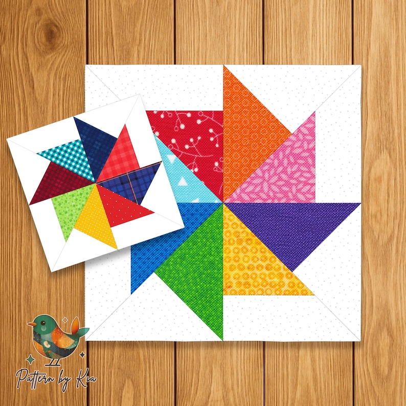 Spinning Pinwheel Quilt Block Pattern, FPP, 5 Sizes (PDF Download) - Etsy
