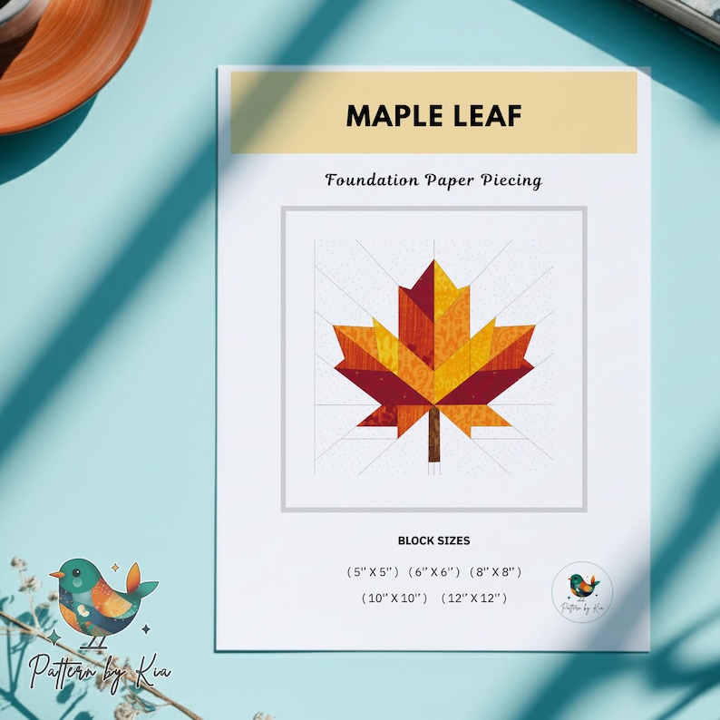 Maple Leaf Quilt Block Pattern: 5 Sizes Fpp Pattern, 4 Languages ...