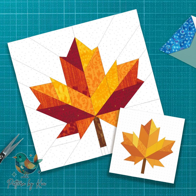Autumn Leaf Quilt Block - Etsy UK