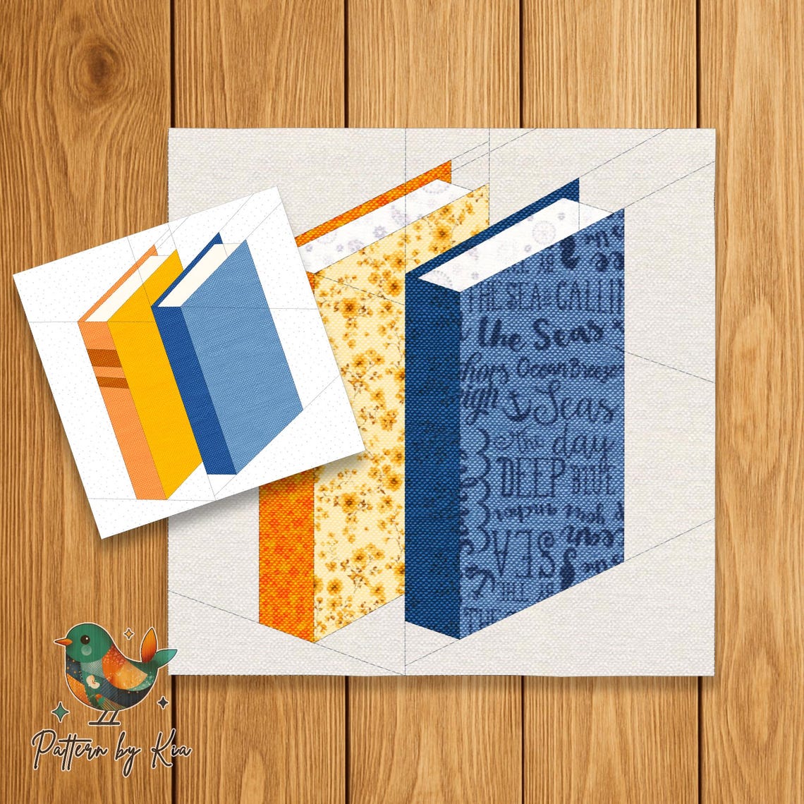 Couple of Book Quilt Block, Library Quilt Pattern, 5 Sizes, Foundation ...