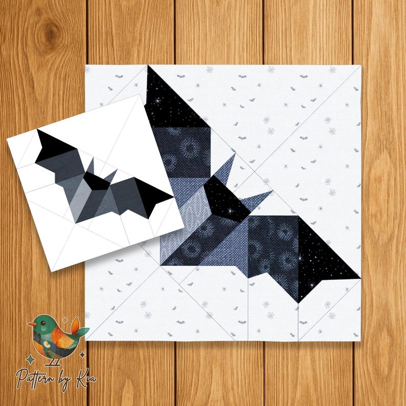 Bat Quilt Block Pattern, FPP Halloween Design (PDF Pattern) - Etsy