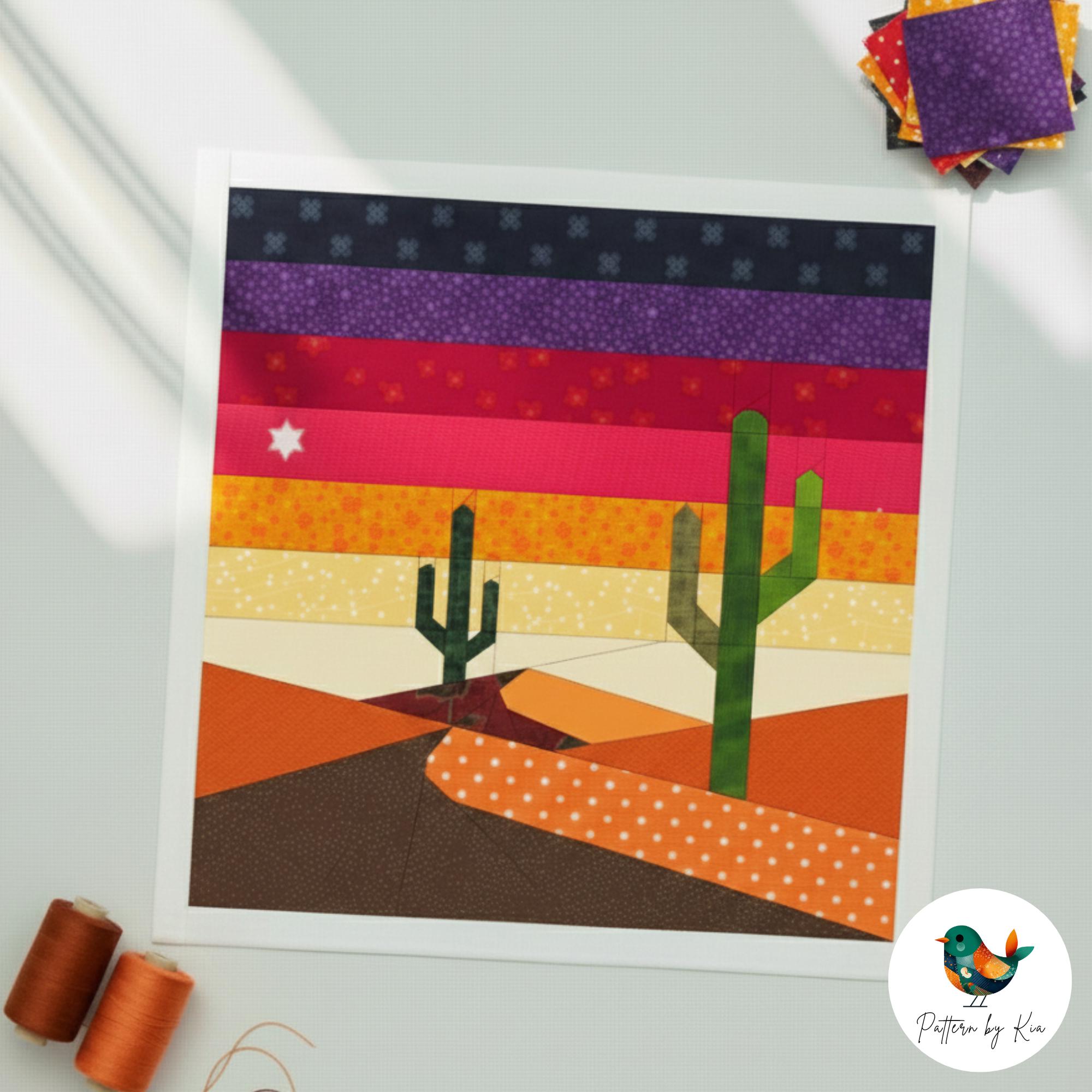 Desert Sunset Quilt Block Pattern, FPP, Southwest Landscape (PDF ...