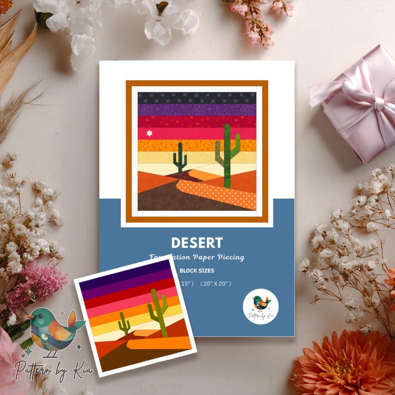 Desert Sunset Quilt Block Pattern, FPP, Southwest Landscape (PDF ...