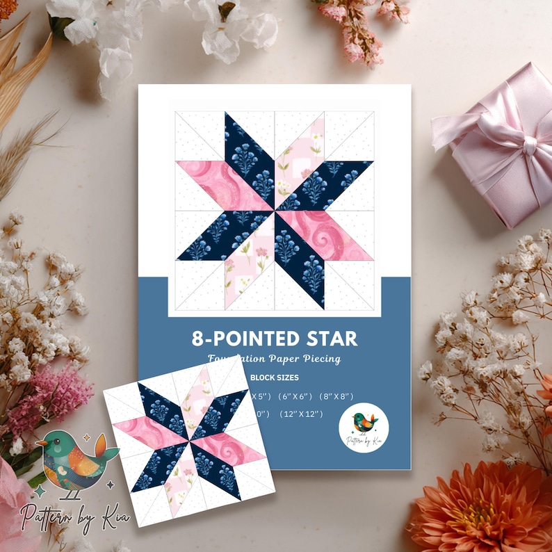 8 Pointed Star Quilt Block Pattern: Foundation Paper Piecing (PDF ...