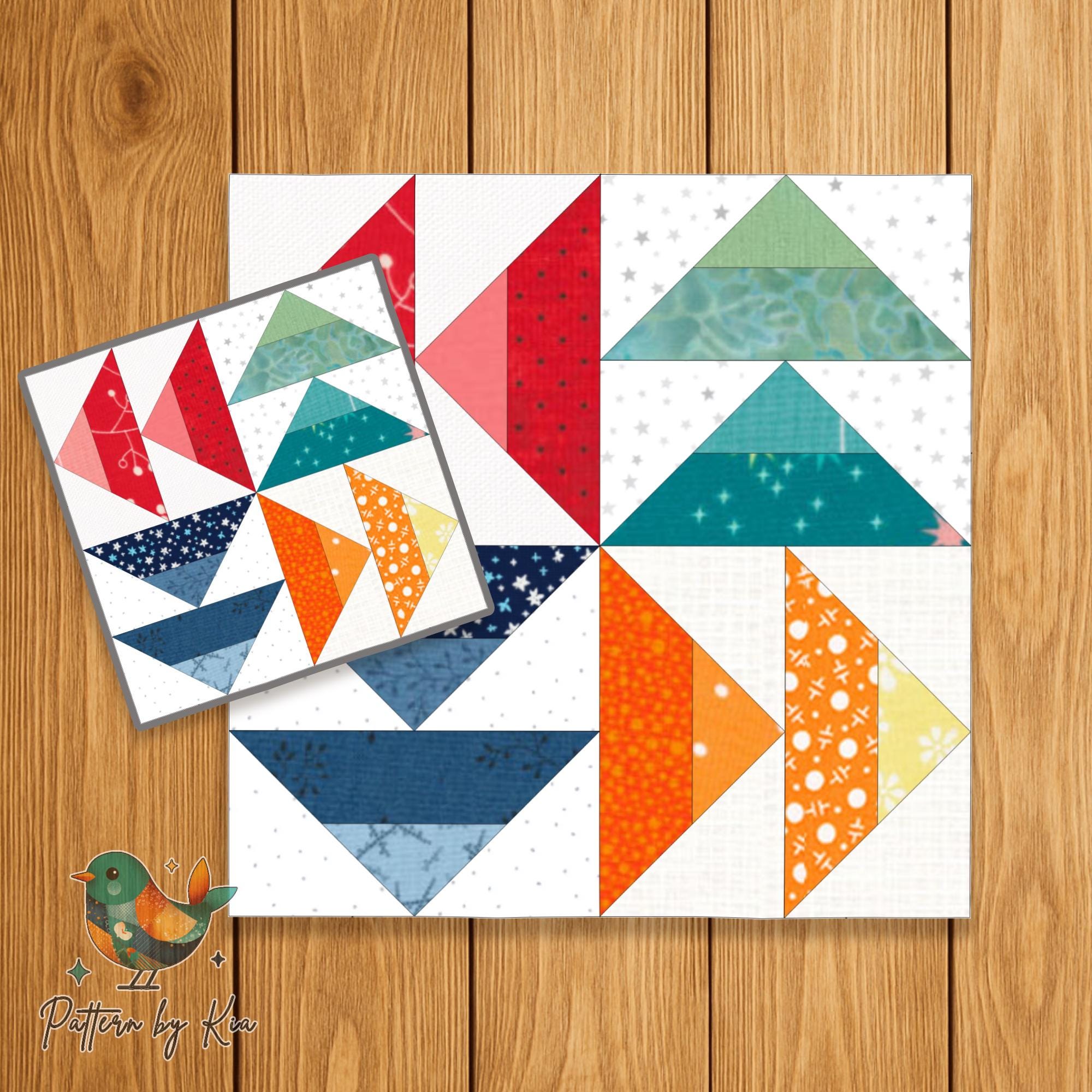 Fpp Template Flying Geese Quilt Block : 6 Sizes, Foundation Paper ...