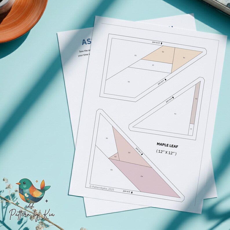 Maple Leaf Quilt Block Pattern: 5 Sizes Fpp Pattern, 4 Languages ...