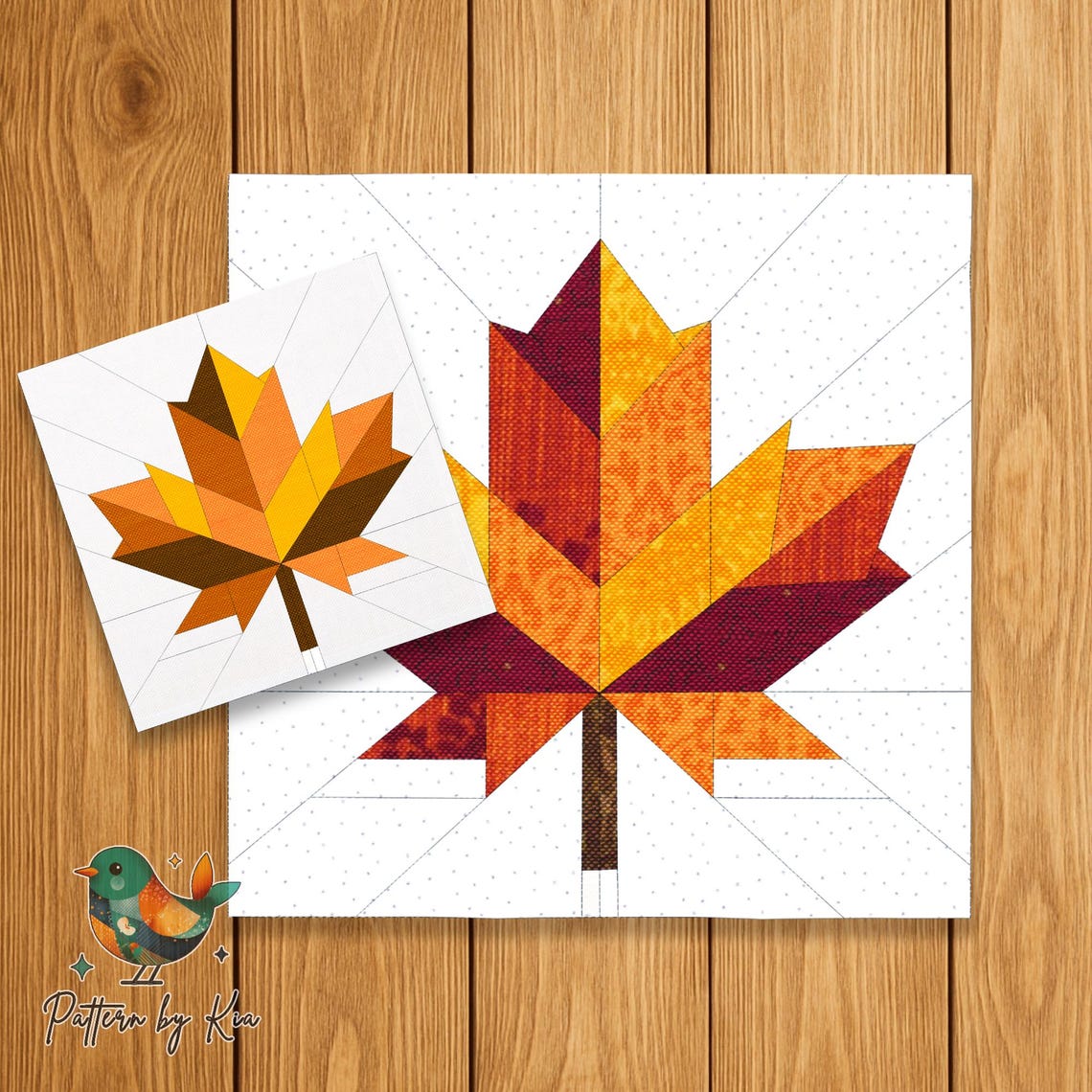 Maple Leaf Quilt Block Pattern: 5 Sizes Fpp Pattern, 4 Languages ...