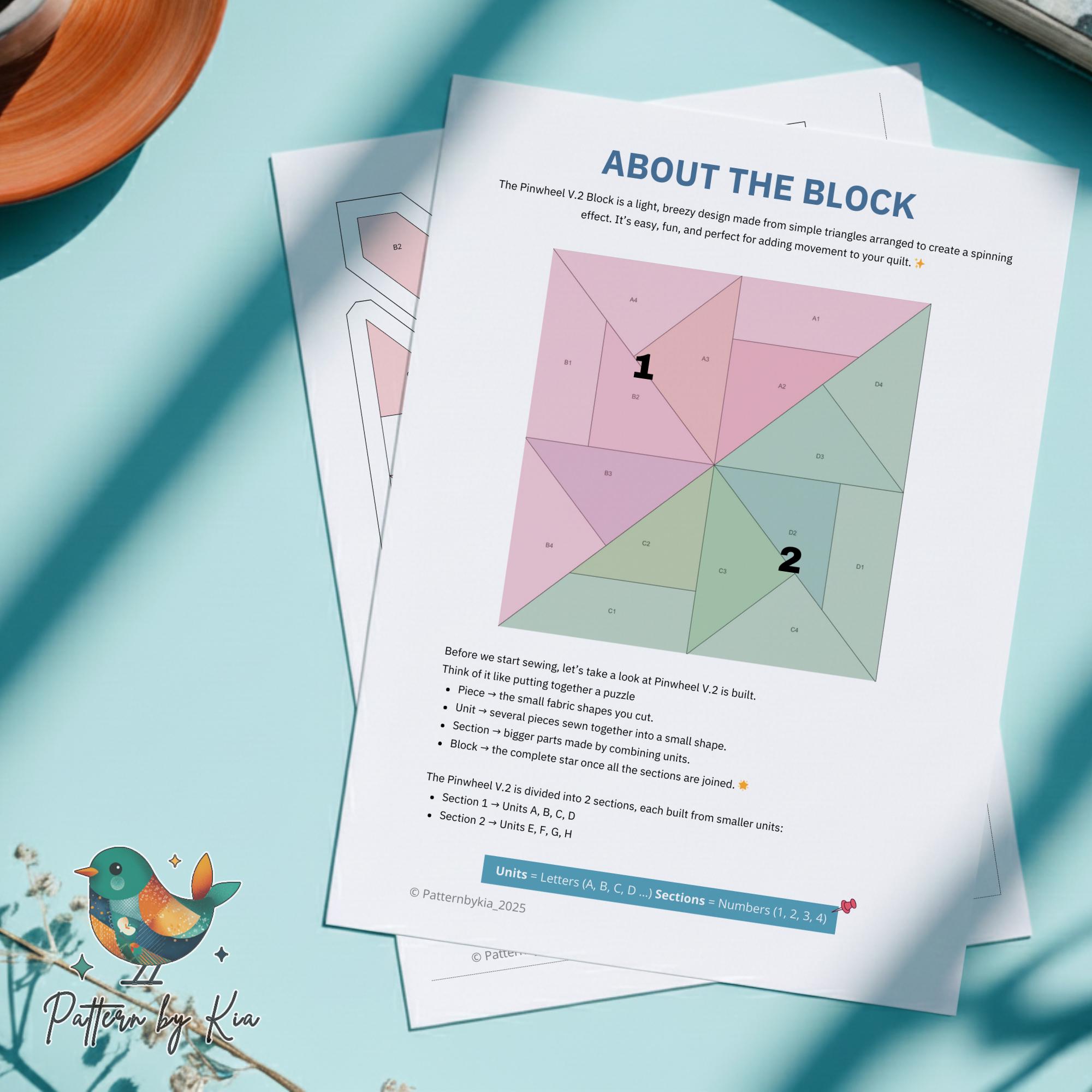 Spinning Pinwheel Quilt Block Pattern, FPP, 5 Sizes (PDF Download) - Etsy