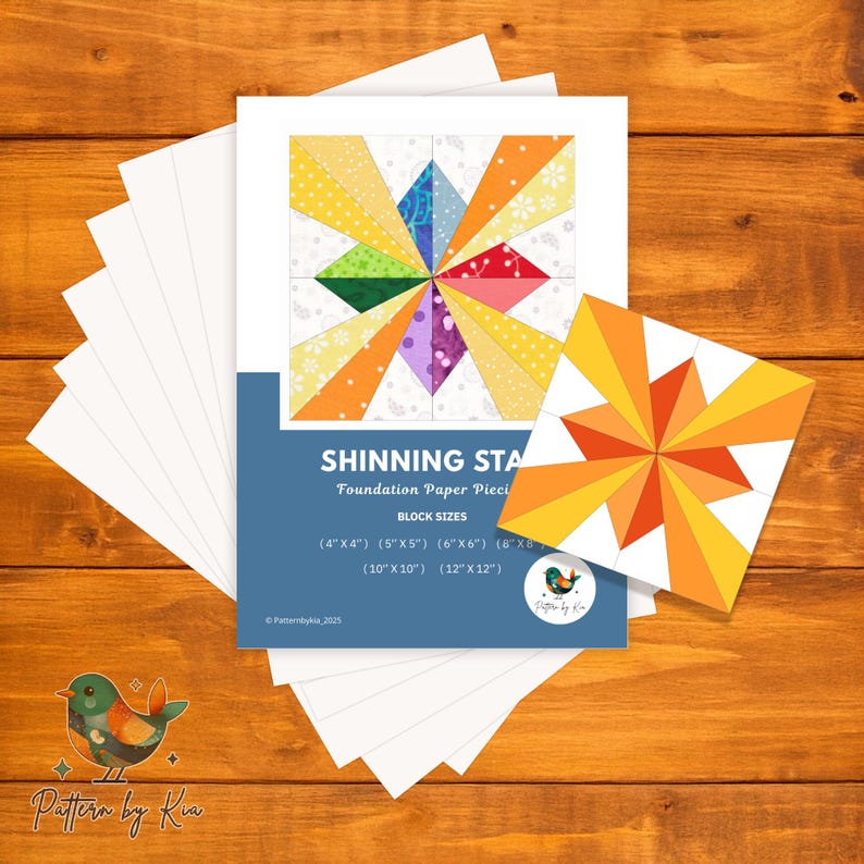 Shining Star Quilt Block Pattern: FPP (PDF Download) - Etsy