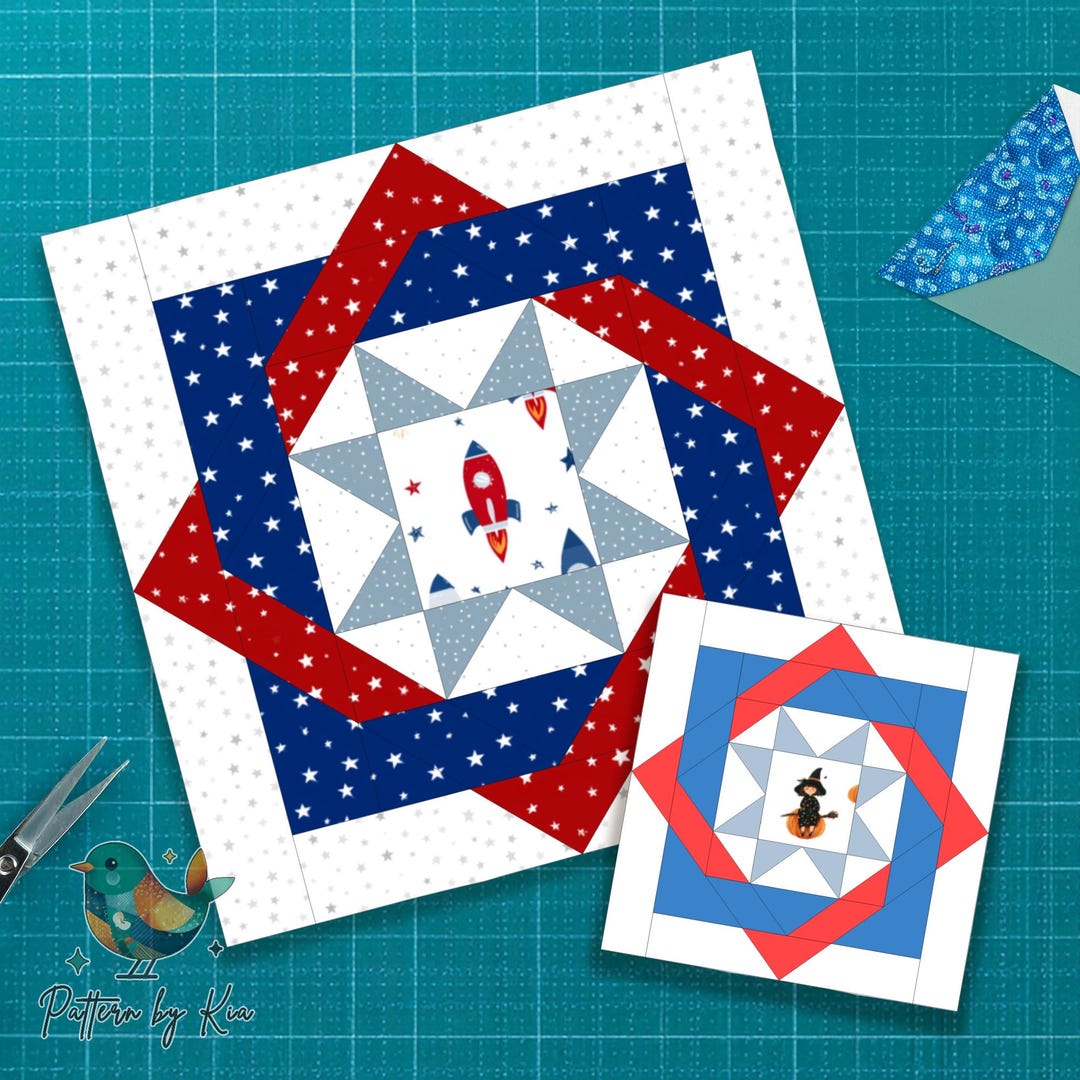 Knot Barn Sawtooth Star Quilt Block Pattern: FPP (PDF Instant Download ...