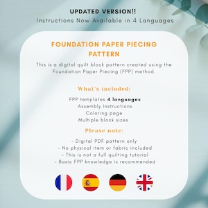 Maple Leaf Quilt Block Pattern: 5 Sizes Fpp Pattern, 4 Languages ...