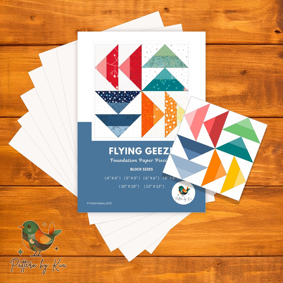 Fpp Template Flying Geese Quilt Block : 6 Sizes, Foundation Paper ...