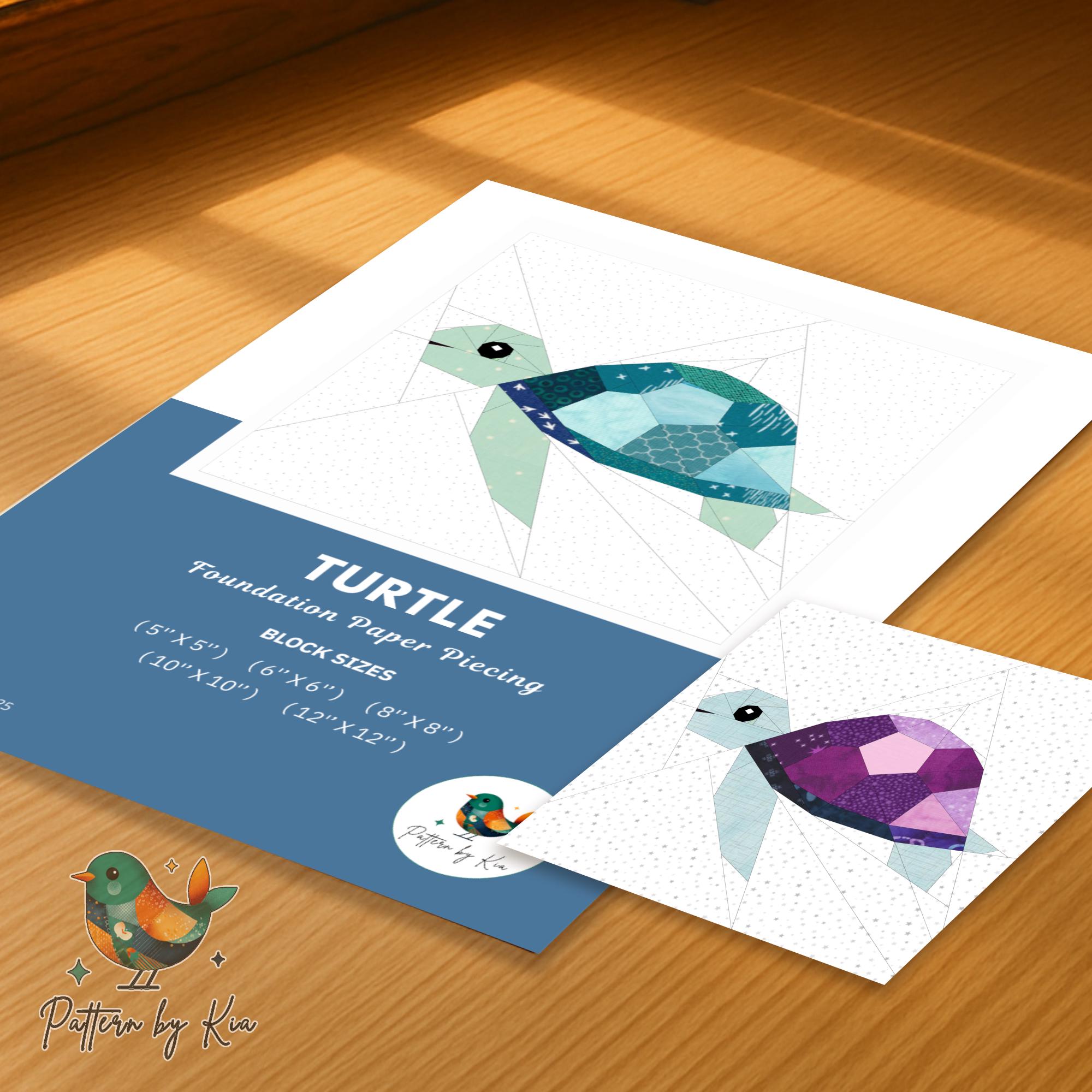 Sea Turtle Quilt Block Pattern, Modern Ocean Animal Quilt (PDF Pattern ...