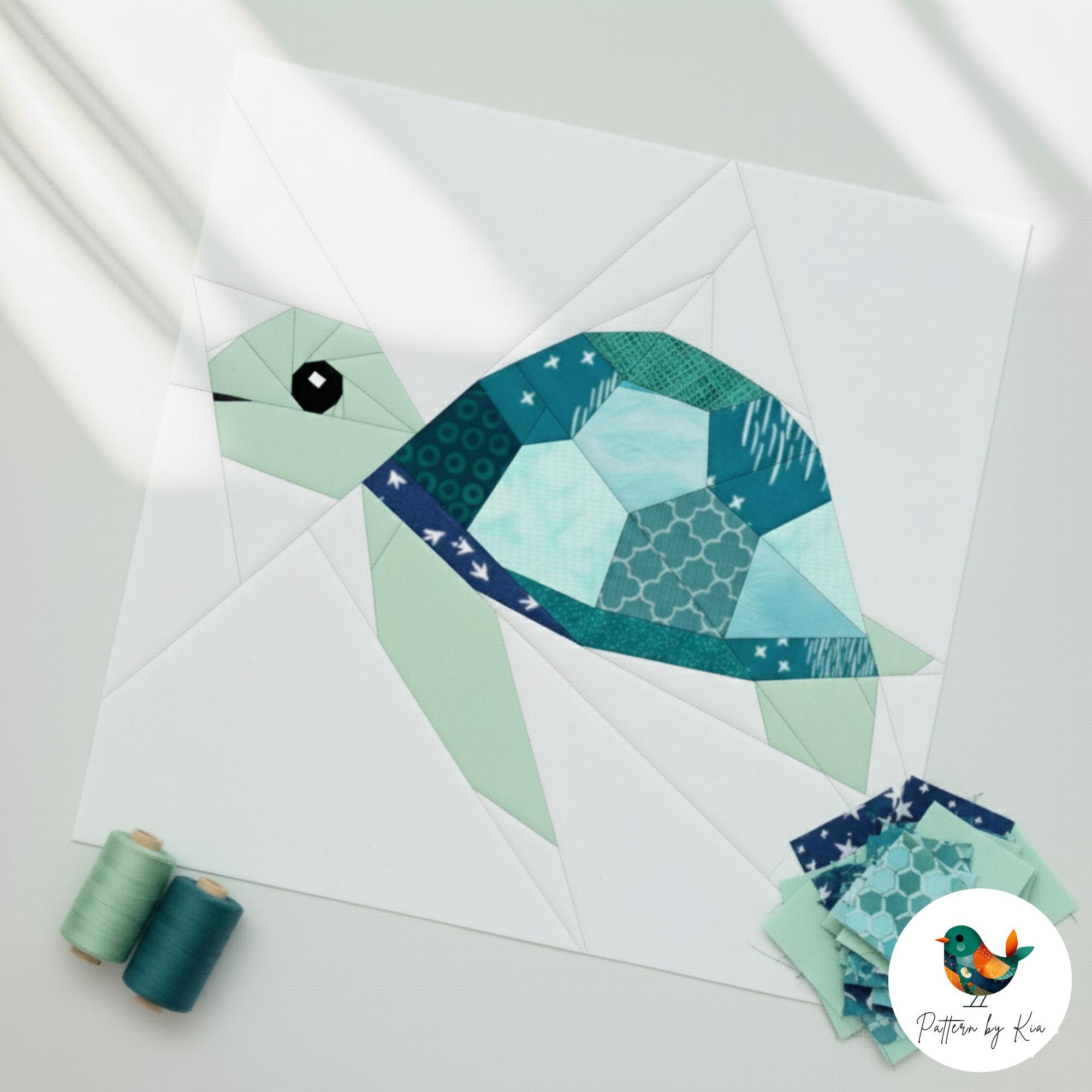 Sea Turtle Quilt Block Pattern, Modern Ocean Animal Quilt (PDF Pattern ...
