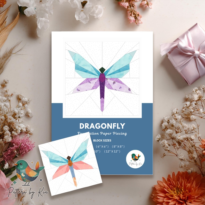 Dragonfly FPP Pattern, Quilt Pattern Modern, Foundation Paper Piecing ...