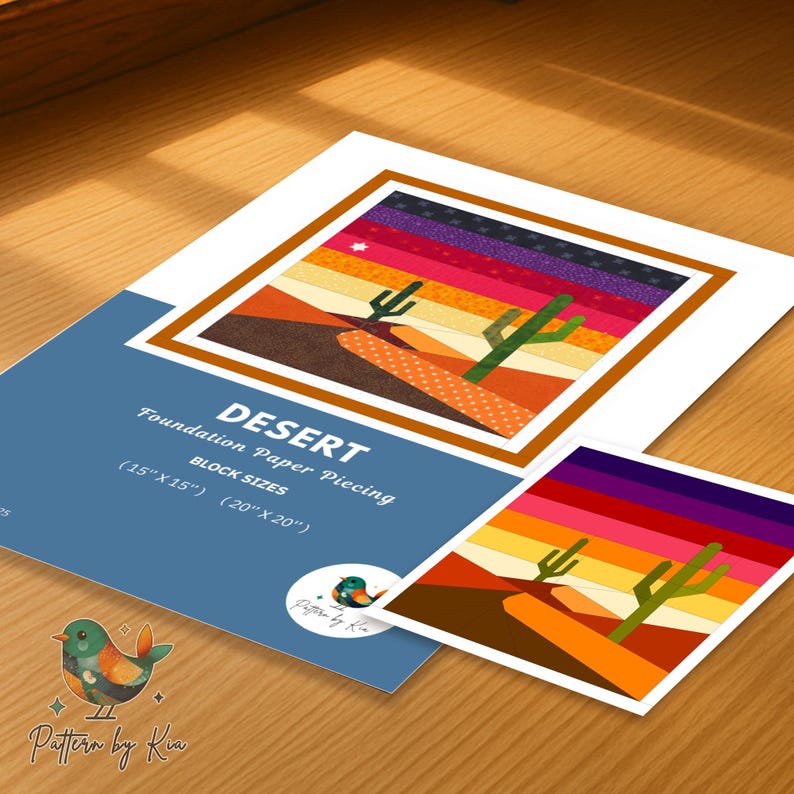 Desert Sunset Quilt Block Pattern, FPP, Southwest Landscape (PDF ...