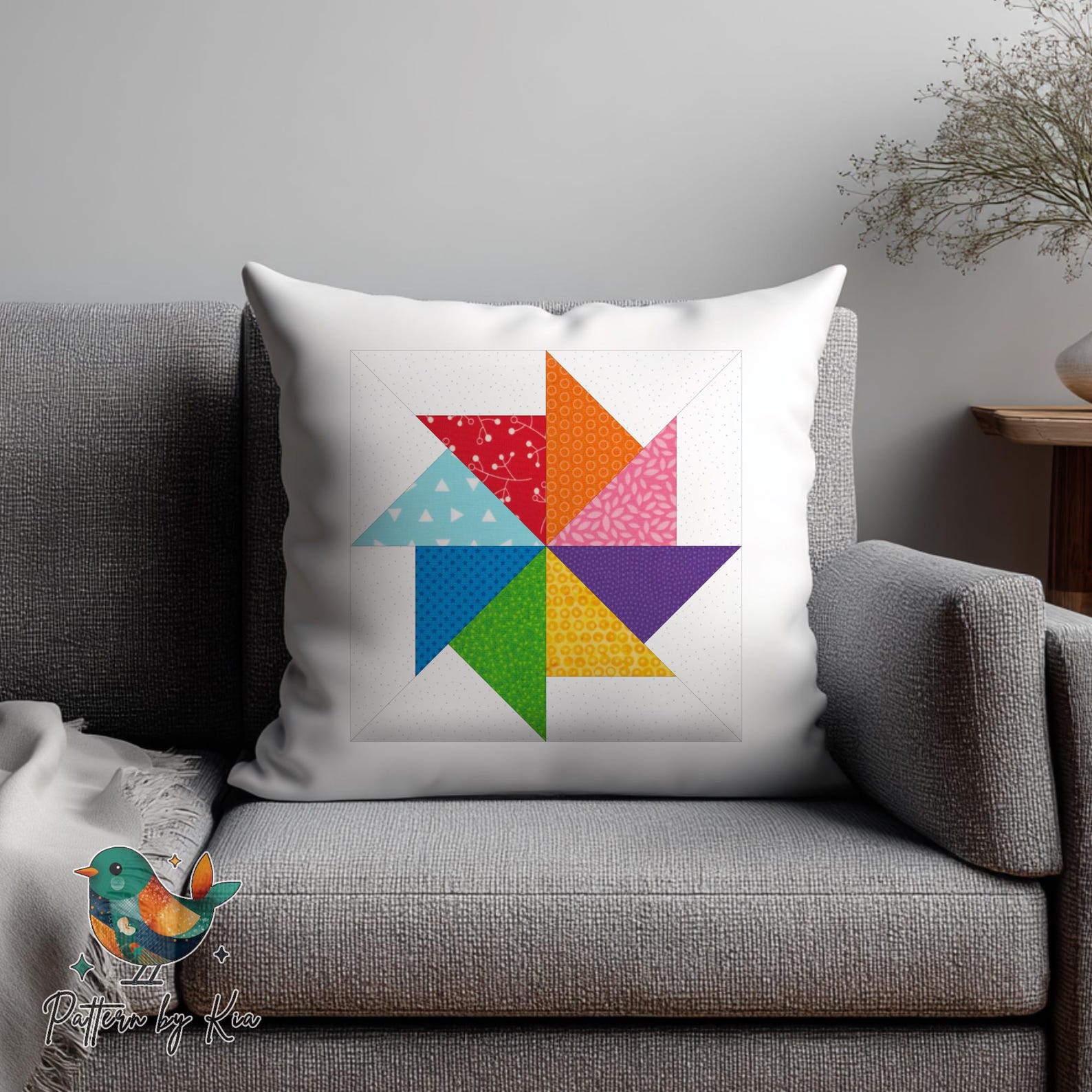 Spinning Pinwheel Quilt Block Pattern, FPP, 5 Sizes (PDF Download) - Etsy