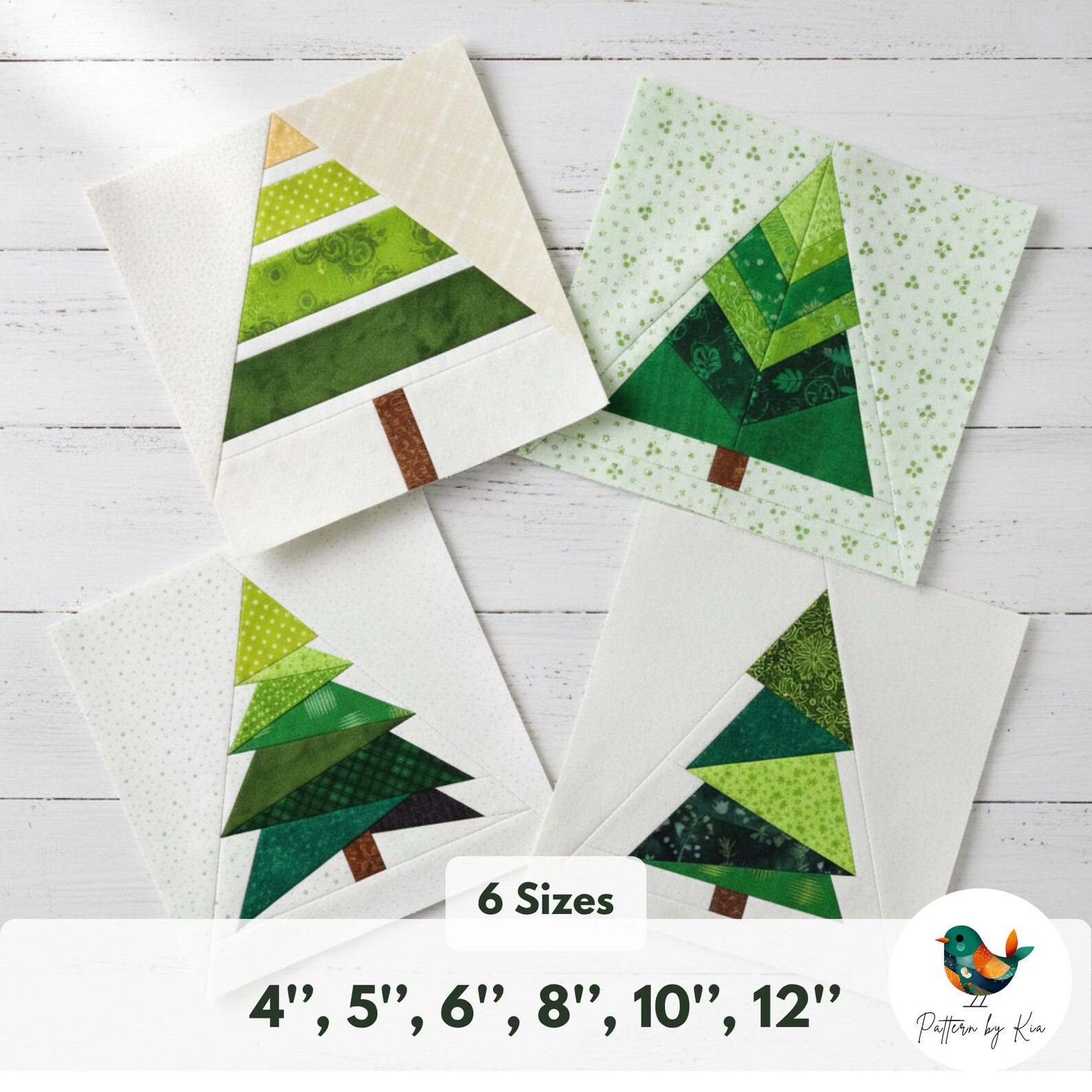 Tree Quilt Block FPP Bundle : 4 FPP Designs, PDF Instant Download ...