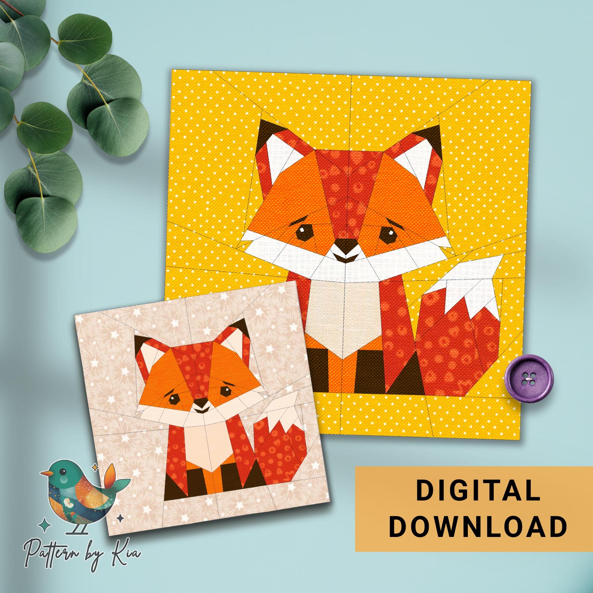 Fox FPP Quilt Pattern, 2 Size Template (PDF Download) - Etsy