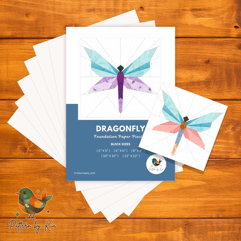 Dragonfly FPP Pattern, Quilt Pattern Modern, Foundation Paper Piecing ...
